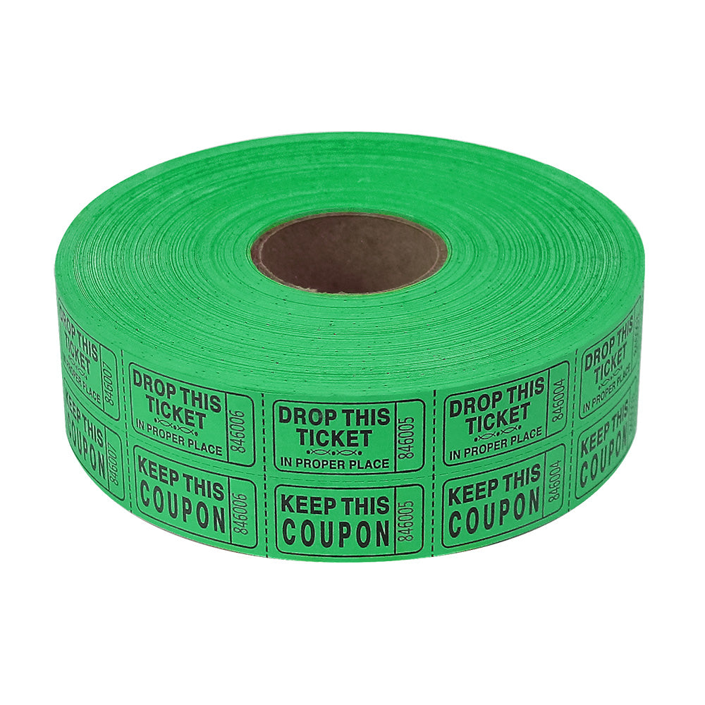 Double Roll Raffle Tickets - Green (2000 ROLL) Double Roll Raffle Tickets - Green (2000 ROLL)