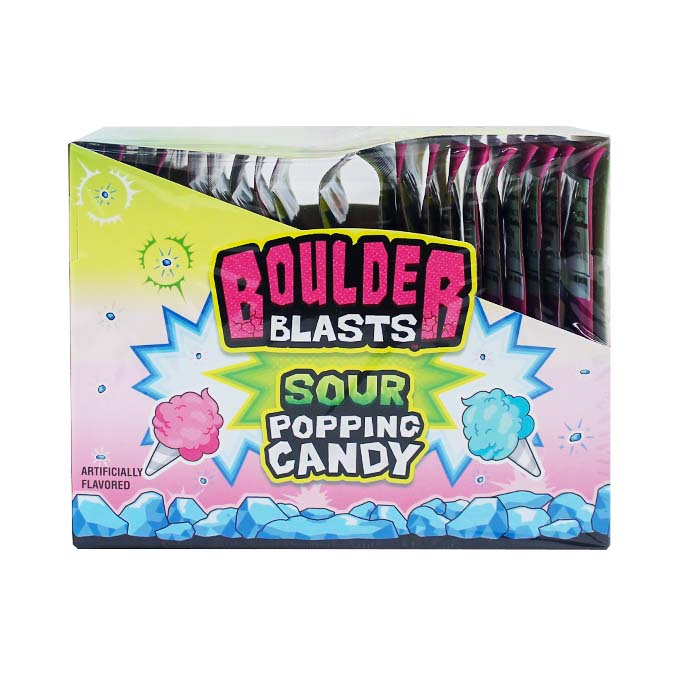 Boulder Blasts Sour Popping Candy - Cotton Candy (24 PACK)