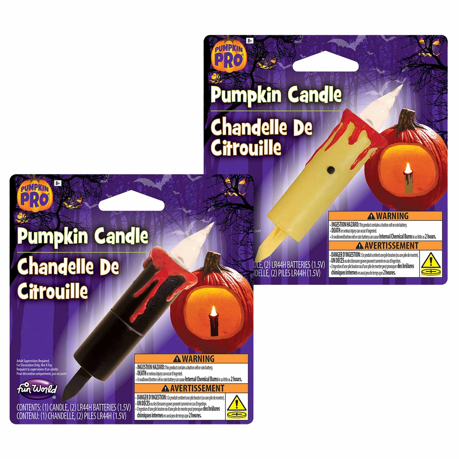 LED Flicker Pumpkin Candle Assorted 3" (EACH)