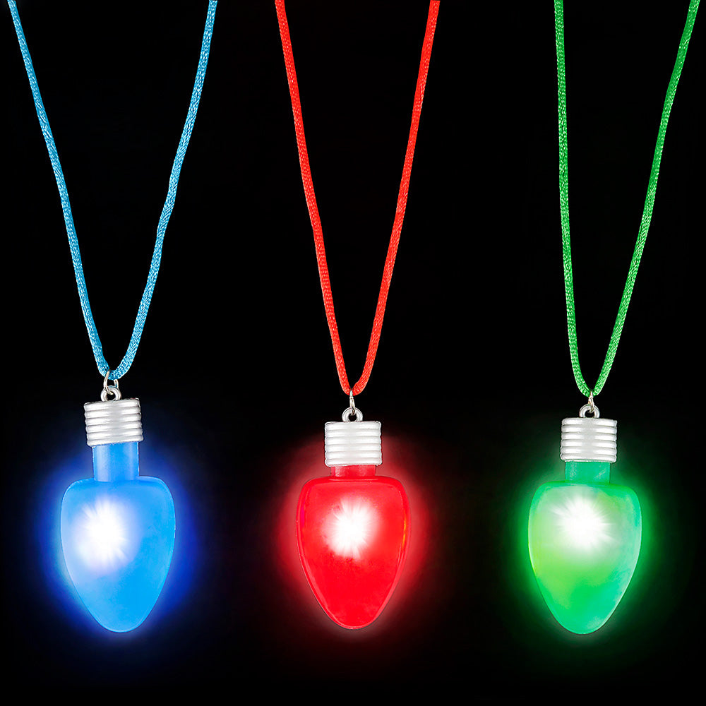 12-Pack Light-Up Christmas Bulb Necklaces