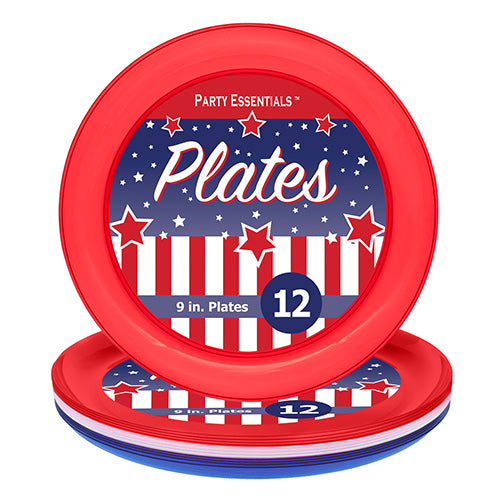 Patriotic Plastic Plates 9" (12 PACK)