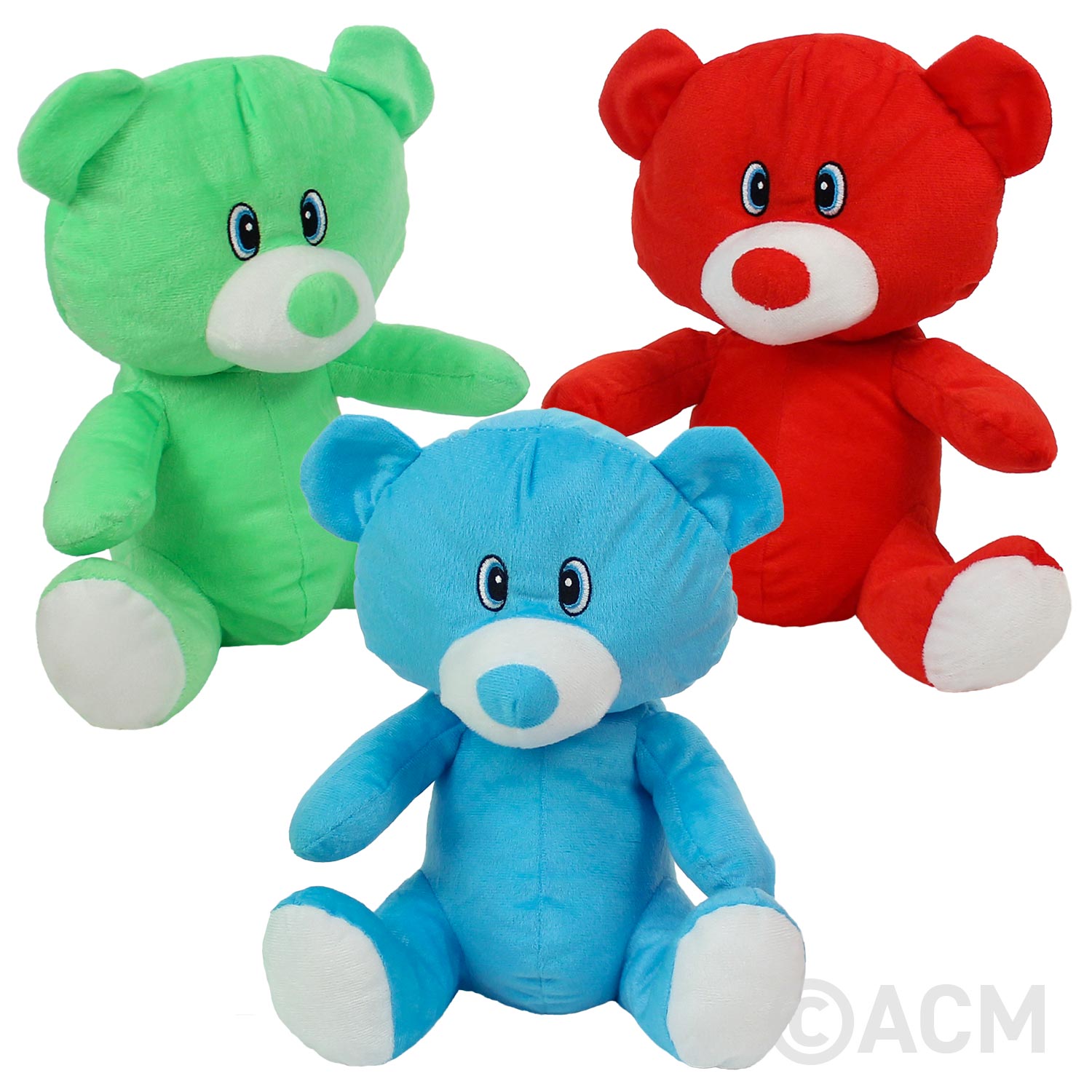 Plush Colorful Teddy Bear Assortment 11" (DZ)