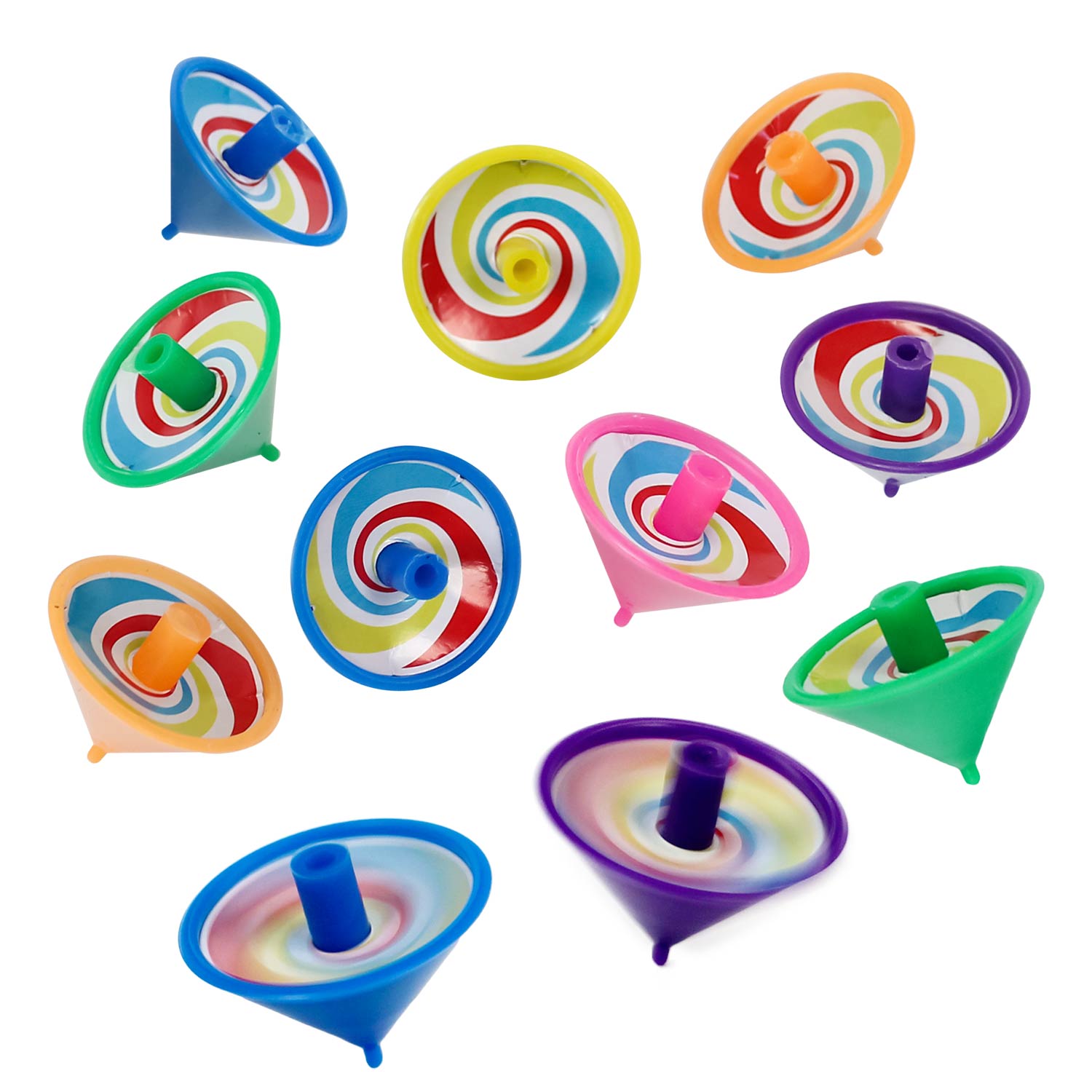 Spinning Tops Swirl Assortment 1.5" (100 PACK)