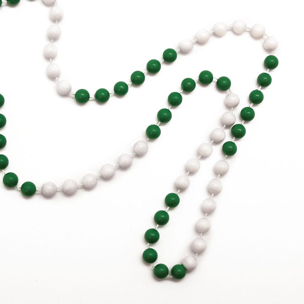 Beads - Segmented Green and White 7.5mm 33" (DZ)
