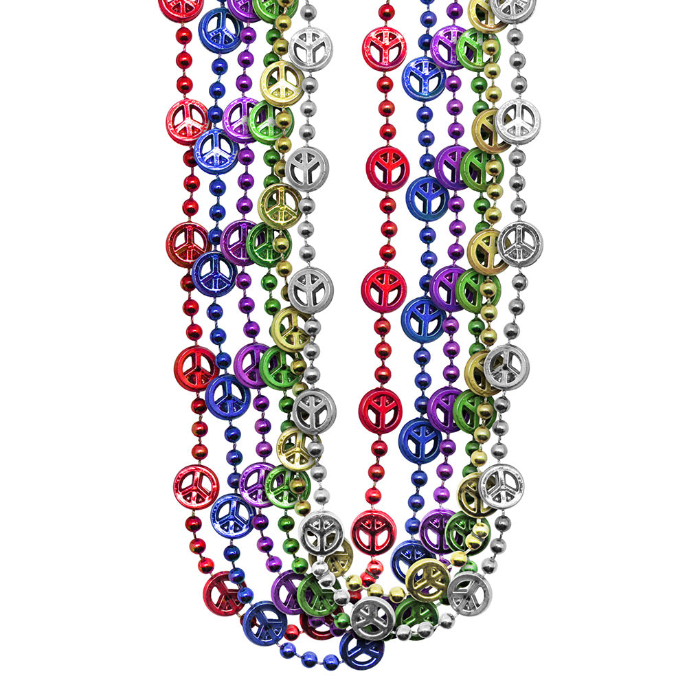 Beads - Peace Sign 6mm Assortment 33" (144 PACK)