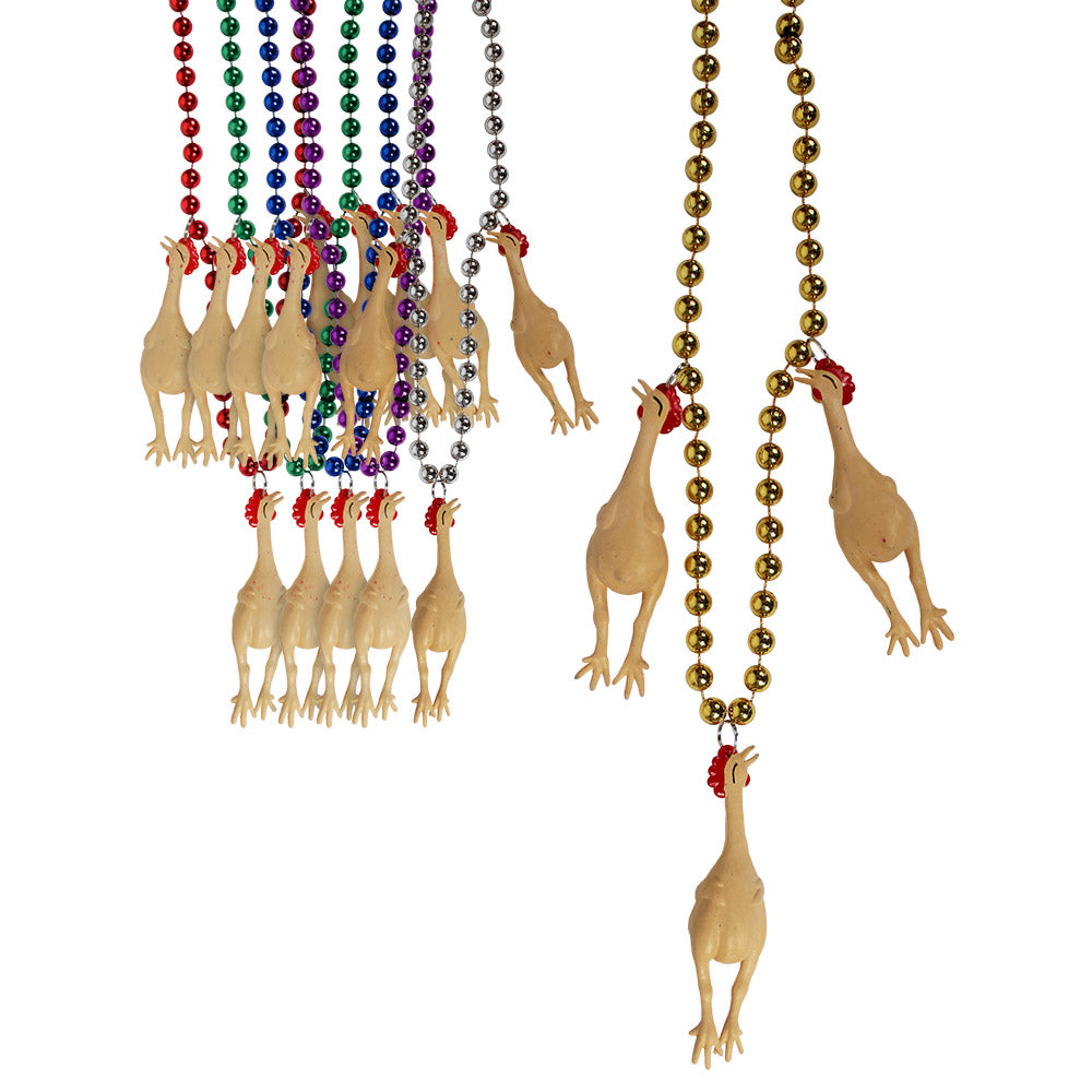 Beads - Rubber Chicken Assortment 33" (6 PACK)