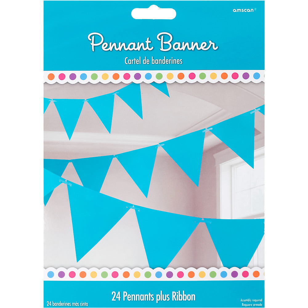 Paper Pennant Banner With Ribbon - Blue 15' (EACH)