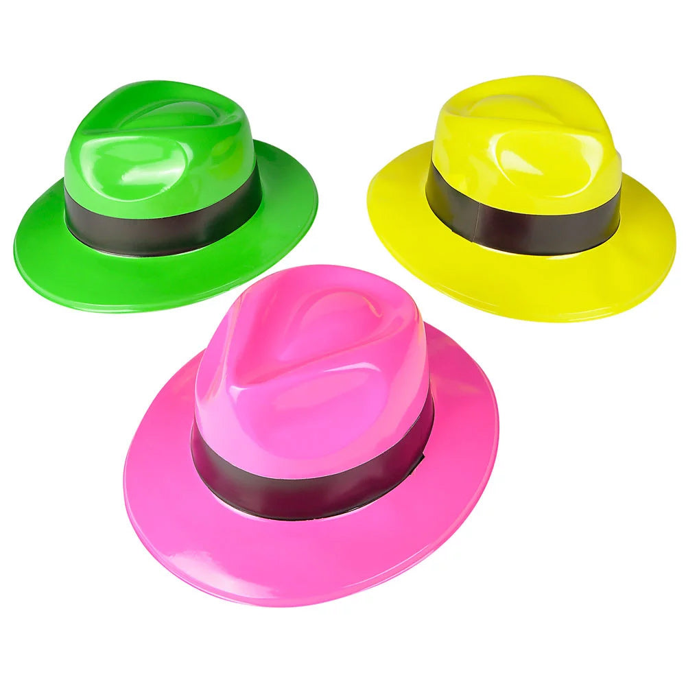 Neon Plastic Fedora Assortment (DZ)