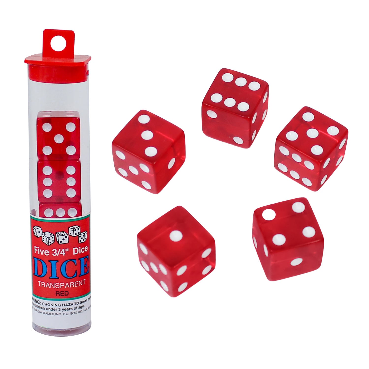Dice Set Transparent Red .75" (5 PACK)