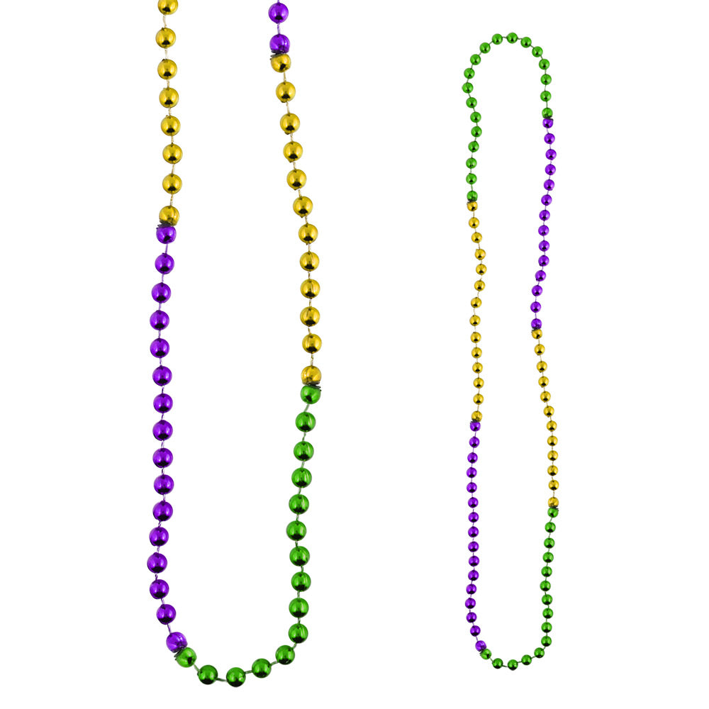 Beads - Segmented Mardi Gras Round 7mm Grade A 33" (144 PACK)