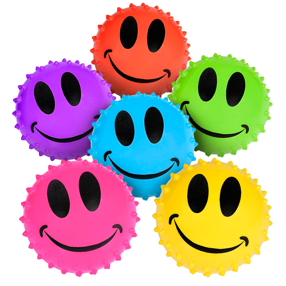 Inflated Smiley Face Knobby Ball Assortment 3" (DZ)